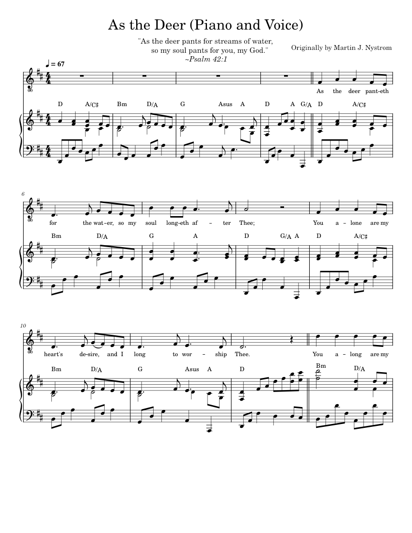 As the Deer - Piano and Voice Sheet music for Piano, Vocals (Piano ...