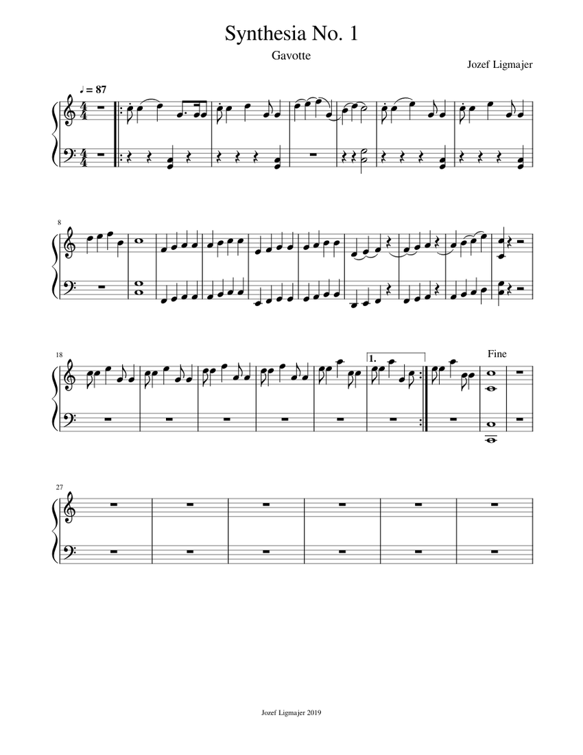 Synthesia No 1 Sheet music for Piano (Solo) Easy | Musescore.com