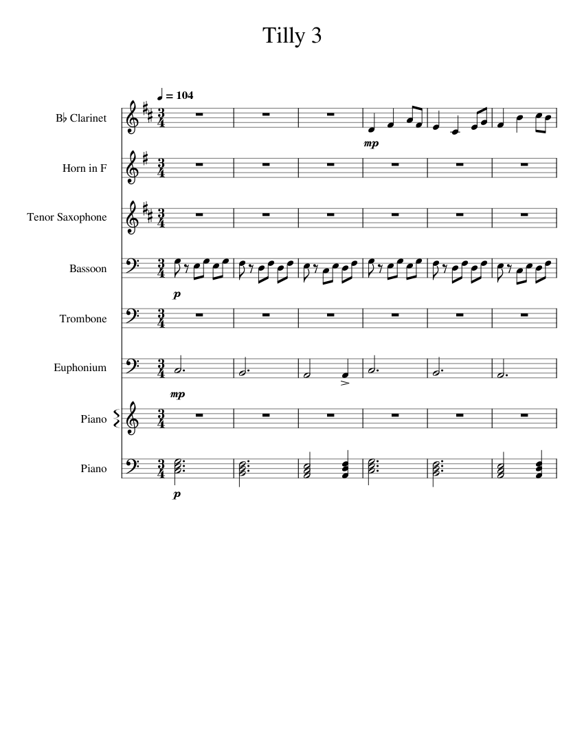 Tilly 3 Sheet music for Piano, Trombone, Euphonium, Clarinet in b-flat ...