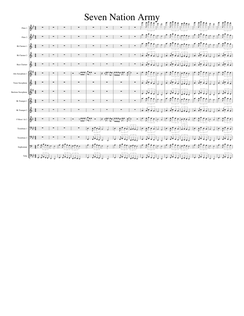 Seven Nation Army Sheet music for Trumpet (In B Flat), Trombone, Flute ...