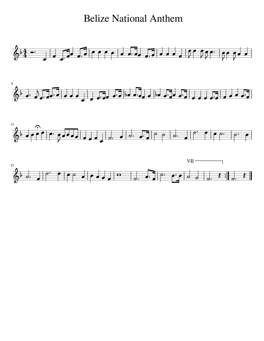 Belize National Anthem Sheet music for Recorder (Solo) | Musescore.com