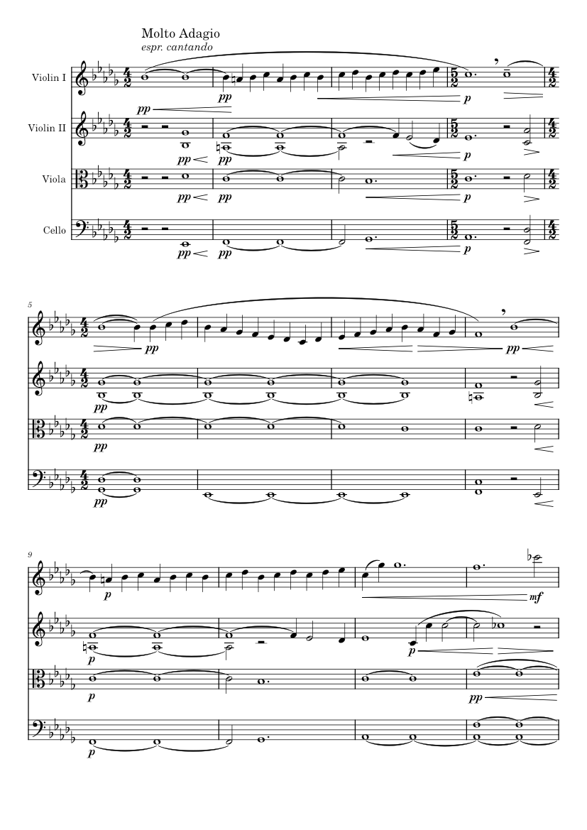 Adagio for Strings – Samuel Barber Sheet Music for Violin, Viola, Cello (String Quartet ...