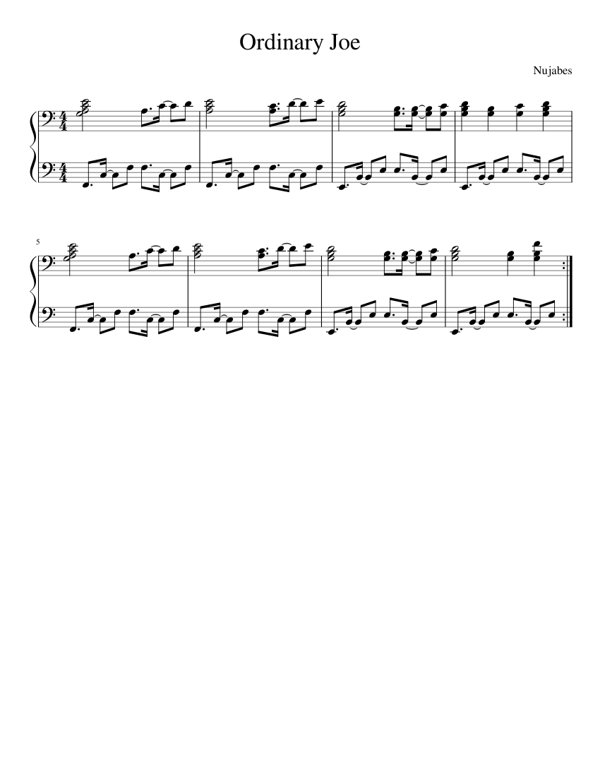 Ordinary Joe Sheet music for Piano (Solo) | Musescore.com
