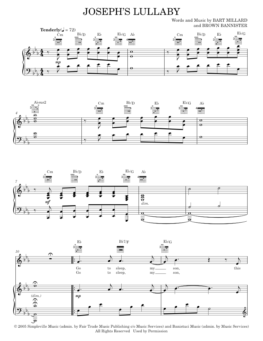 Play Official version of Joseph's Lullaby Sheet Music by Kutless for ...