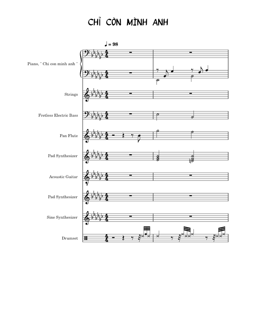 chi co minh anh Sheet music for Piano, Guitar, Bass guitar, Drum group ...