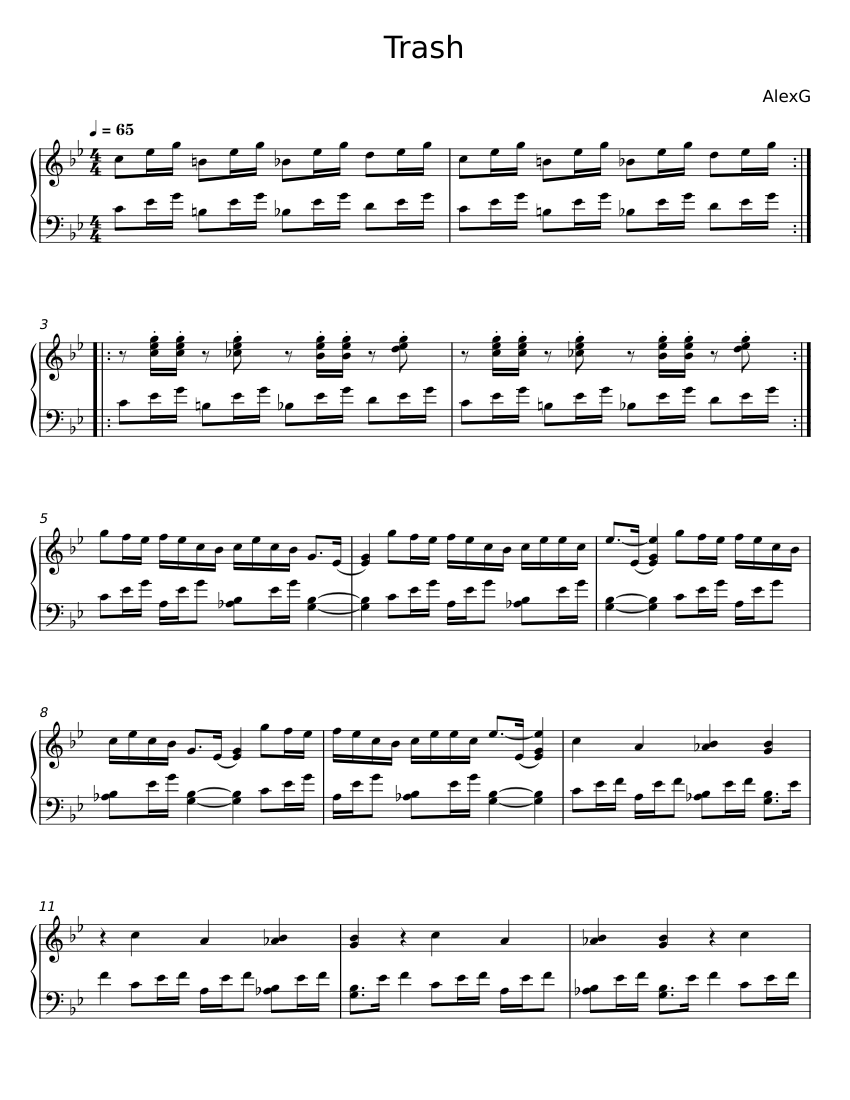 Trash - Alex G Sheet music for Piano (Solo) | Musescore.com