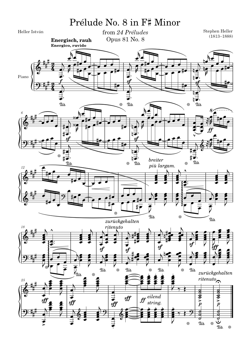 Prélude Opus 81 No. 8 in F♯ Minor – Heller Sheet music for Piano (Solo ...