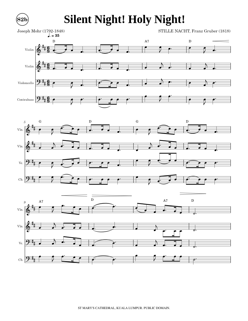 Silent night – Misc Christmas Sheet music for Contrabass, Violin, Cello ...