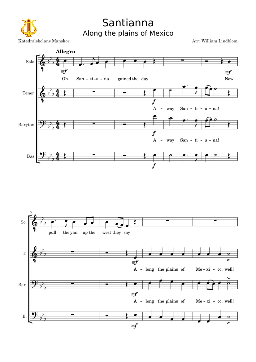 Santianna – Sea Shanty Santianna Sheet Music for Tenor, Bass voice ...