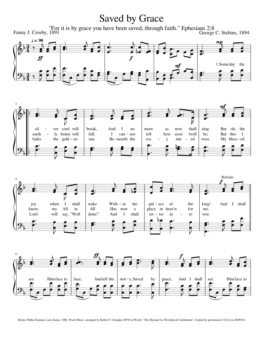 Saved by Grace Sheet music for Piano (Solo) | Musescore.com
