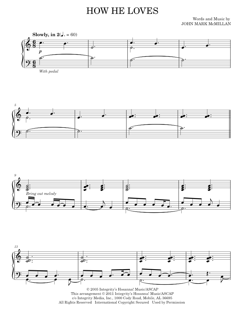 how he loves Sheet music for Piano by David Crowder*Band Official ...