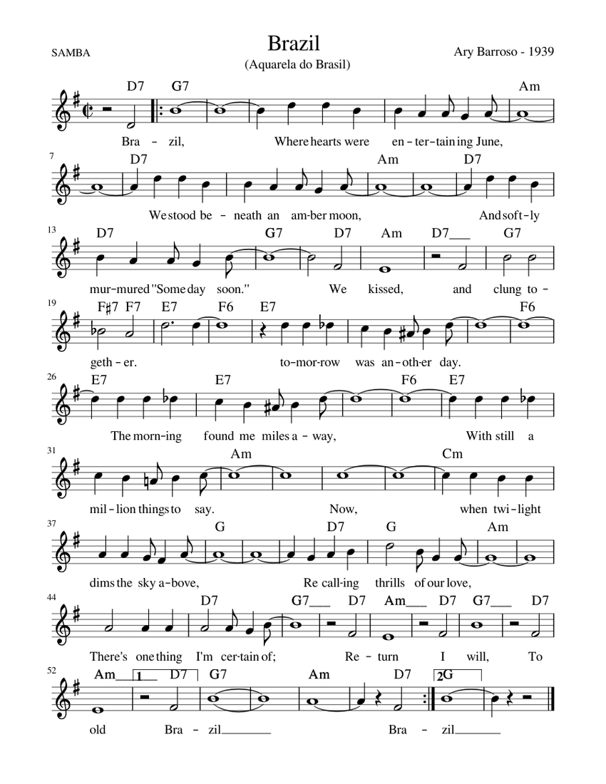 Brazil Sheet music for Voice (other) (Solo) | Musescore.com