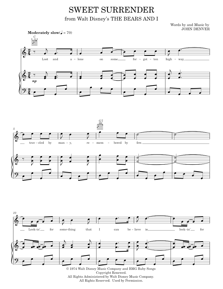 sweet surrender Sheet music for Piano, Vocals: Music Notes
