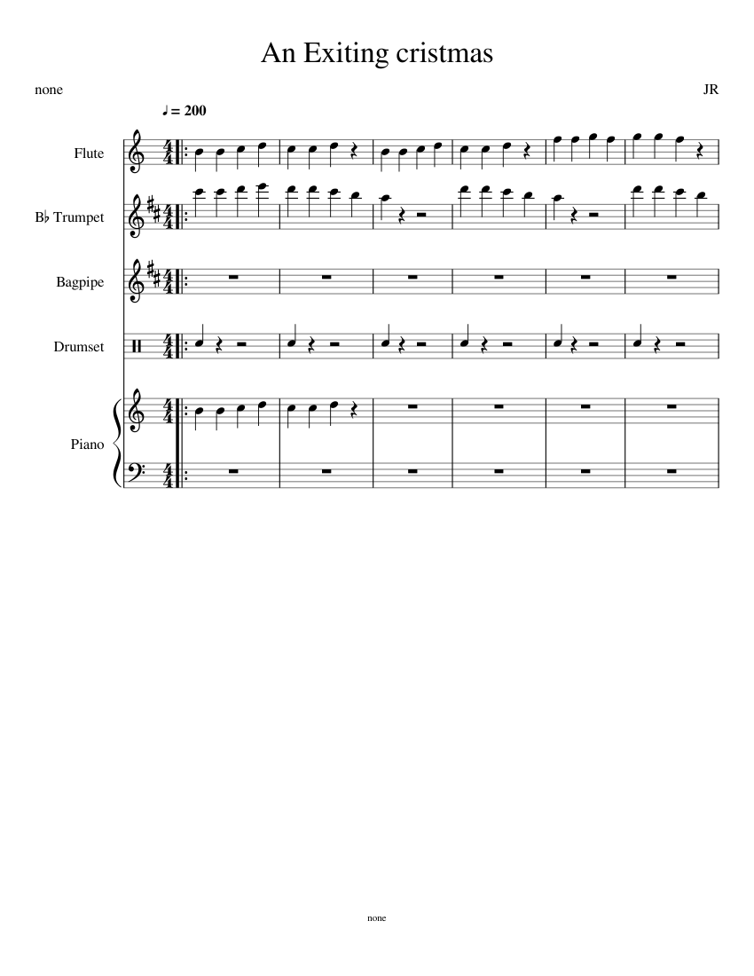 An Exciting Christmas Sheet music for Piano, Flute, Trumpet in b-flat ...