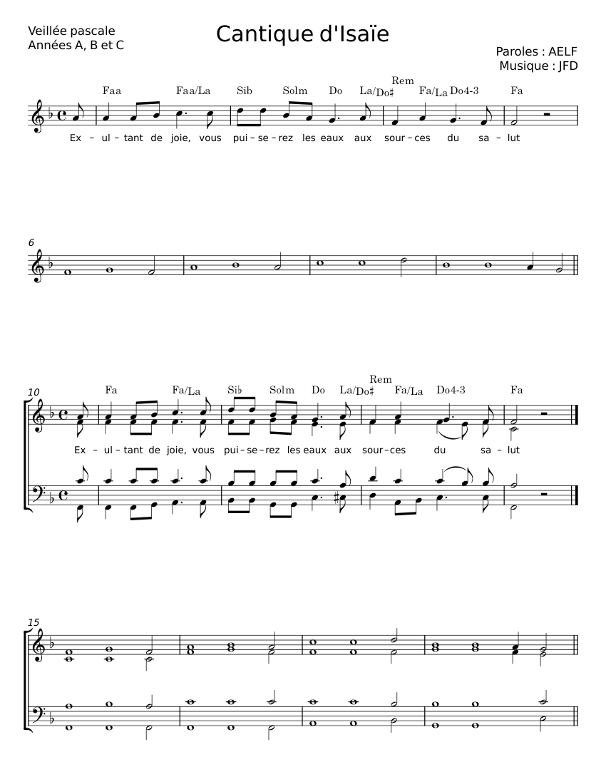 Cantique d'Isaïe - Misc tunes Sheet music for Synthesizer (Mixed Duet ...