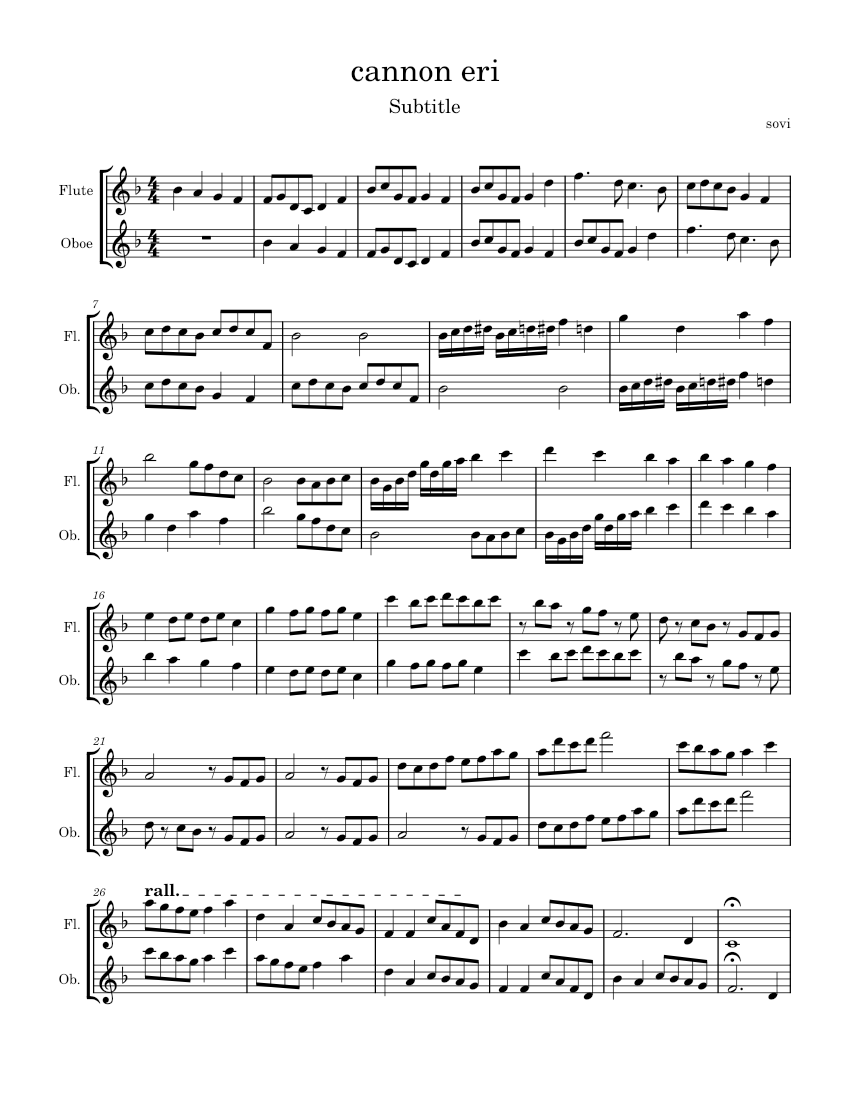 Flowery Fl-Oboes – sovencejoseph Sheet Music for Flute, Oboe (Woodwind ...