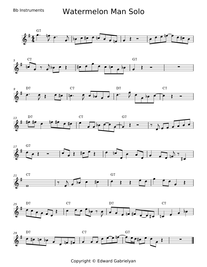 Watermelon man - Herbie Hancock Sheet Music for Trumpet other (Solo ...