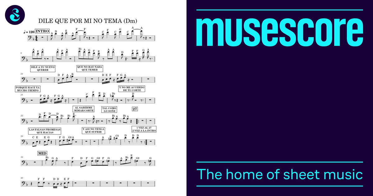 DILE_QUE_POR_MI_NO_TEMA_(Dm) Sheet music for Piano (Solo) Easy ...