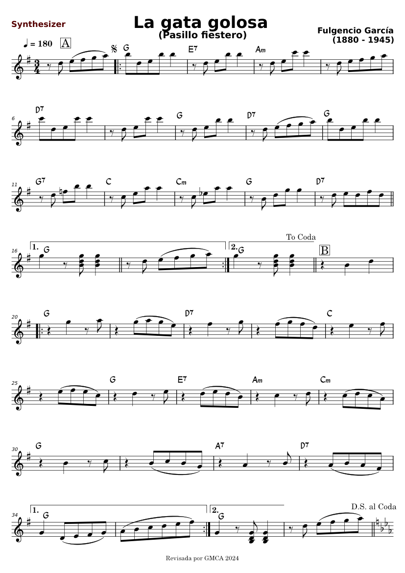 La Gata Golosa – Fulgencio García Sheet music for Piano (Solo) Easy ...
