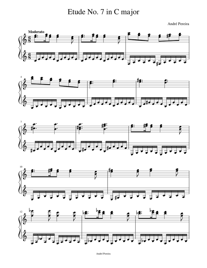 Etude No. 7 in C major Sheet music for Piano (Piano Duo) | Musescore.com