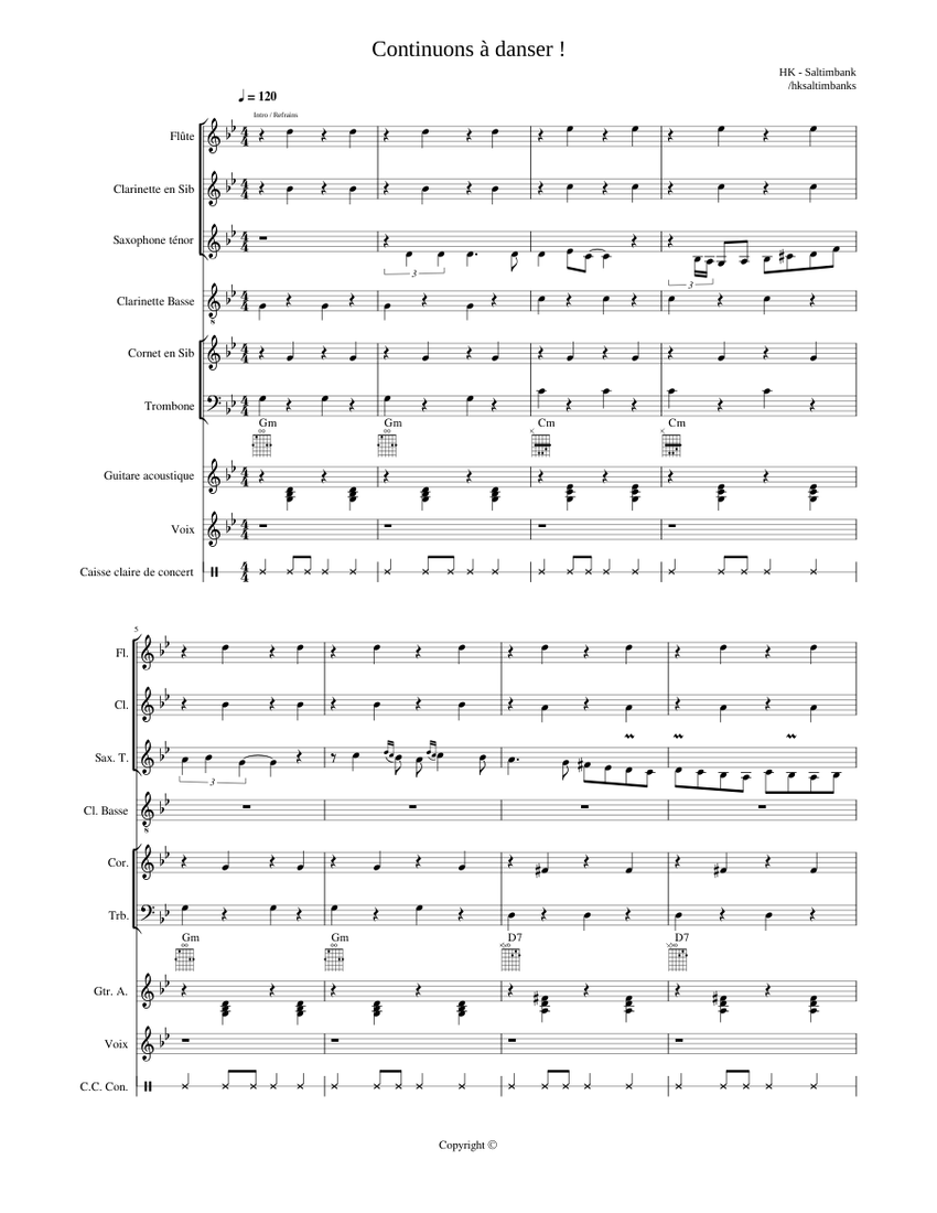 Danser encore ! Sheet music for Piano, Cornet, Trombone tenor, Flute ...
