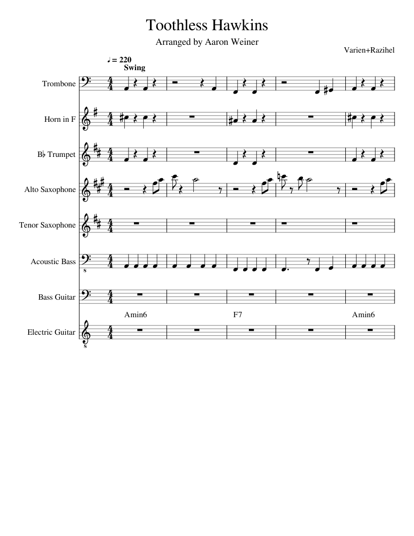 Toothless Hawkins (And His Robot Jazz Band) Sheet music for Trombone ...