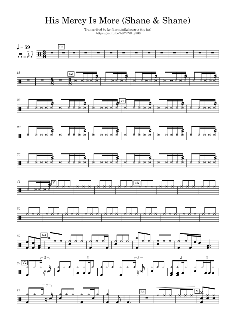 His Mercy is More – Shane & Shane Sheet Music for Drum group (Solo ...