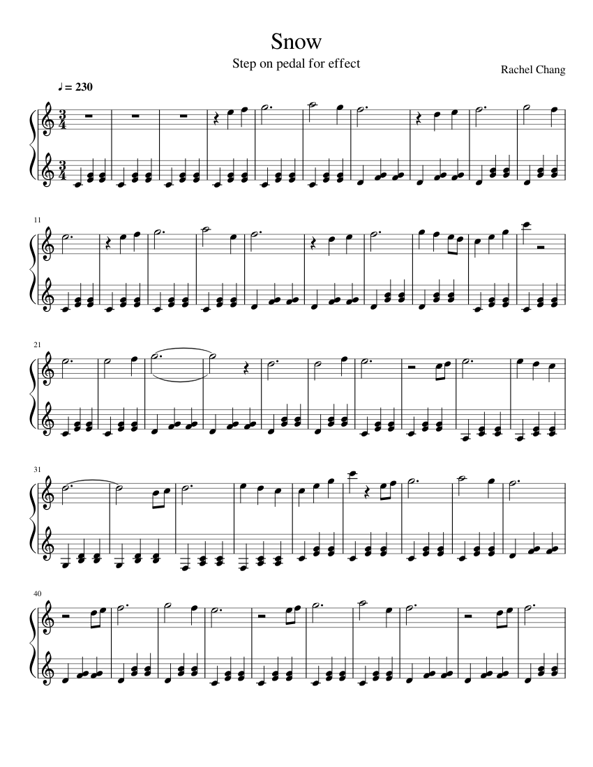 Snow Sheet music for Piano (Solo) Easy | Musescore.com