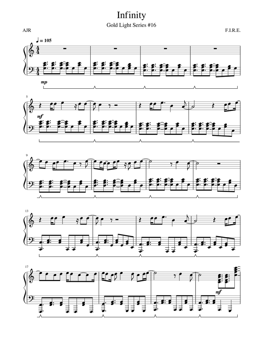 Gold Light #16: AJR - Infinity - piano tutorial