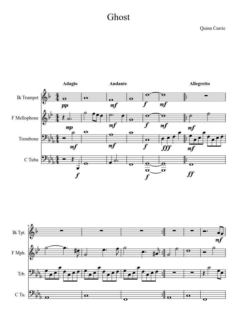 Ghost Sheet music for Trombone, Tuba, Trumpet other (Mixed Trio ...