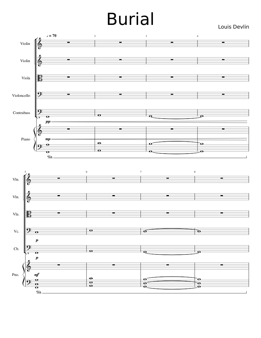 Burial Sheet music for Piano, Contrabass, Violin, Viola & more ...