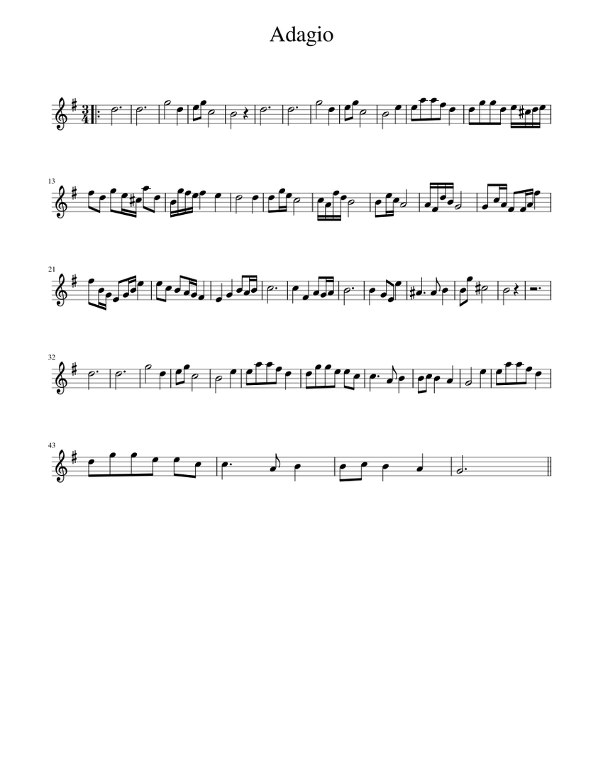 Adagio Sheet music for Piano (Solo) Easy | Musescore.com