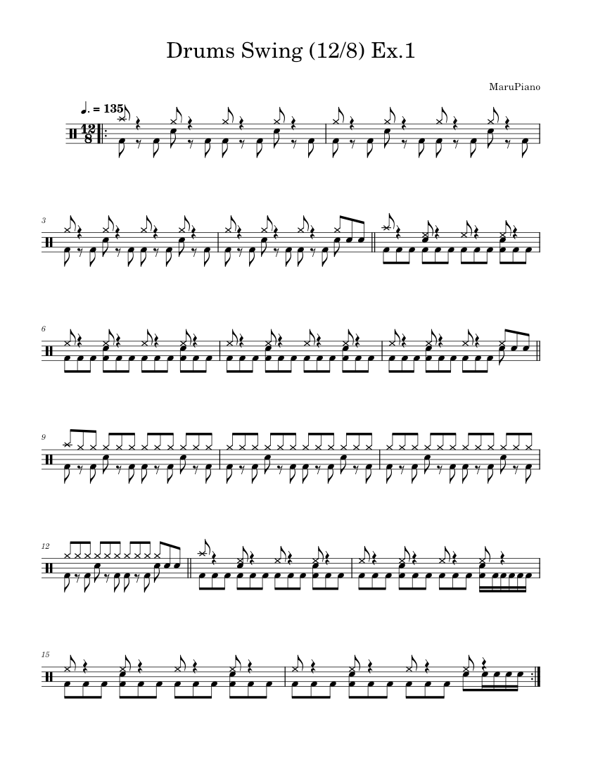 Drums Swing Ex.1 Sheet music for Drum group (Solo) | Musescore.com