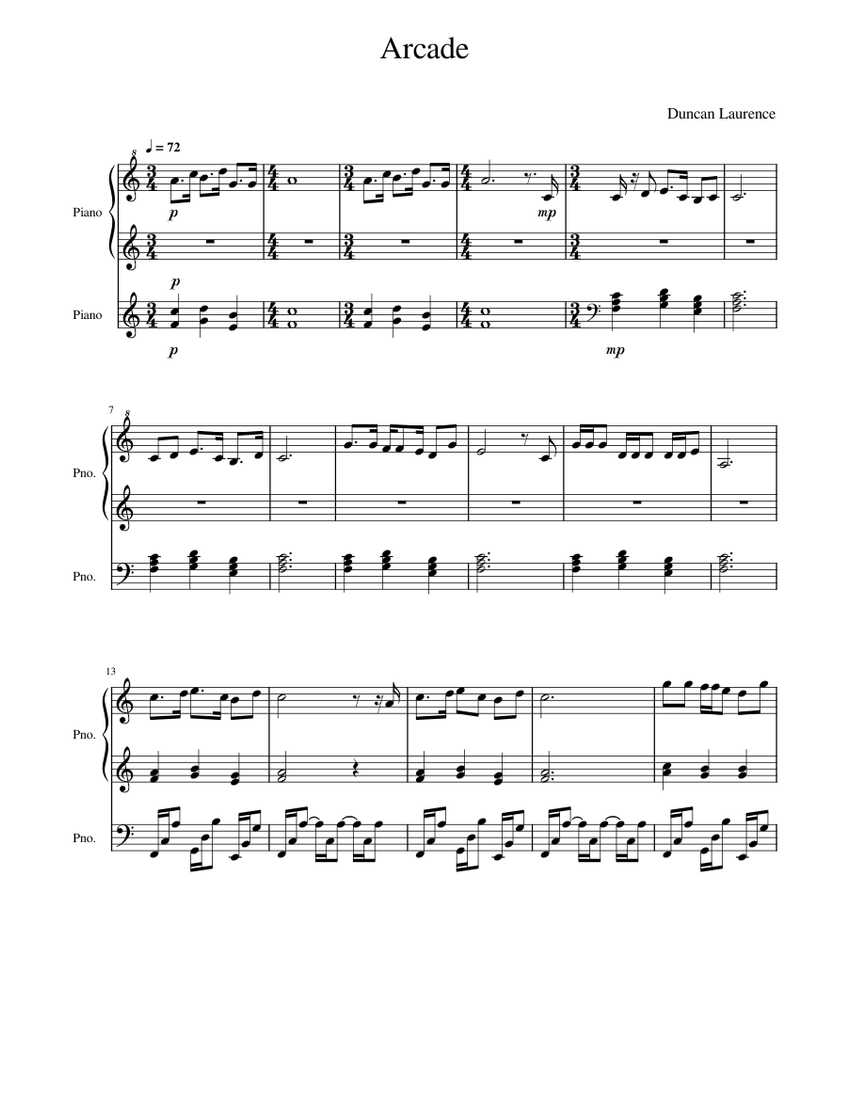 Arcade Sheet music for Piano (Solo) | Musescore.com