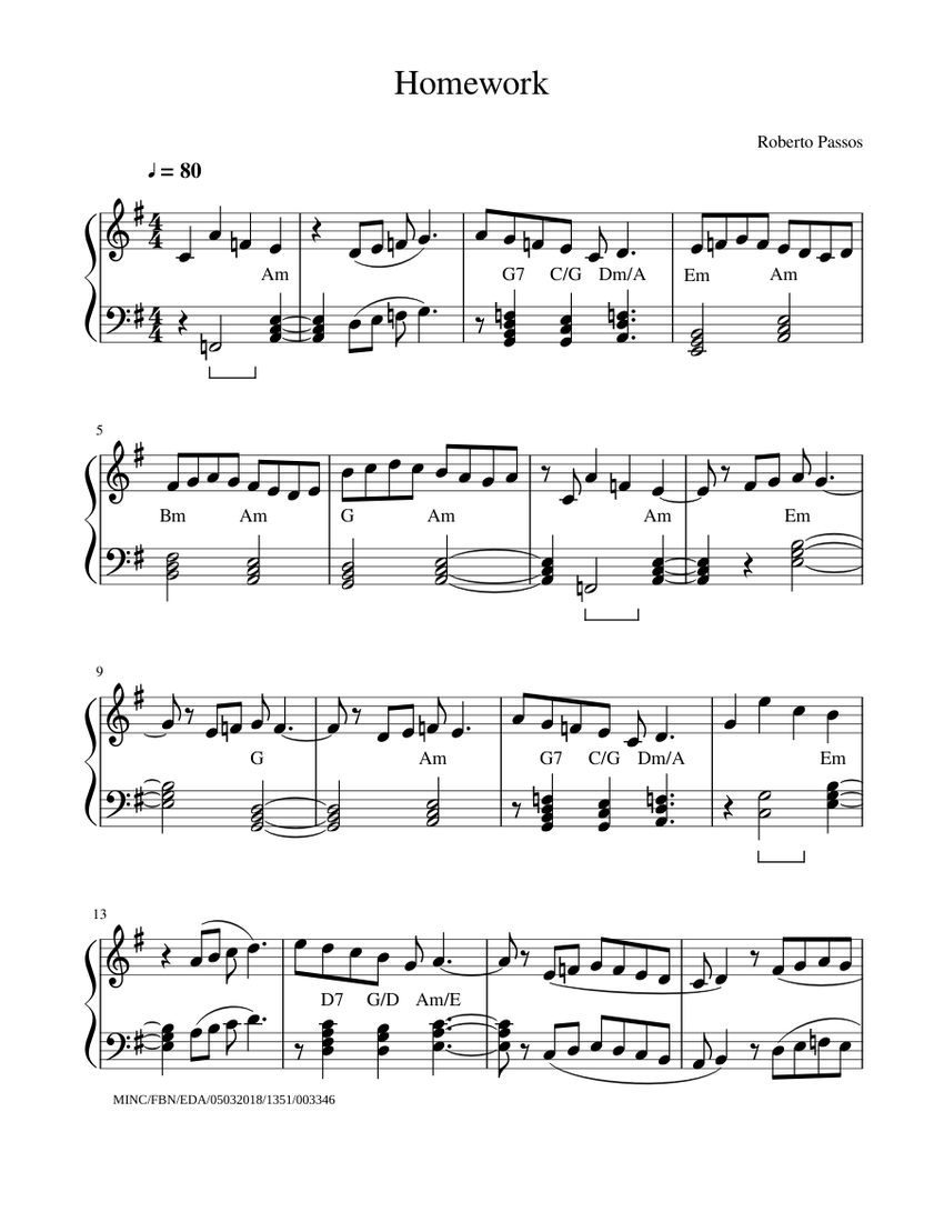 Homework Sheet music for Piano (Solo) | Musescore.com