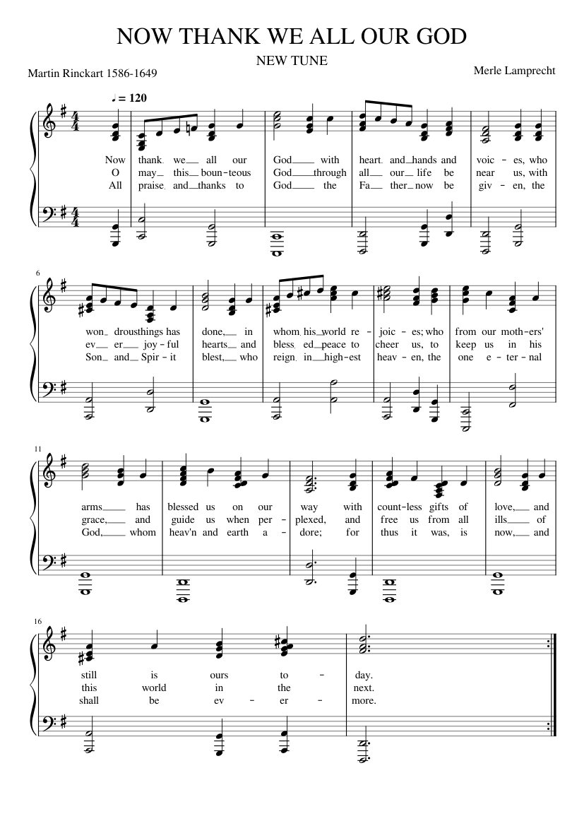 NOW THANK WE ALL OUR GOD Sheet music for Piano (Solo) | Musescore.com