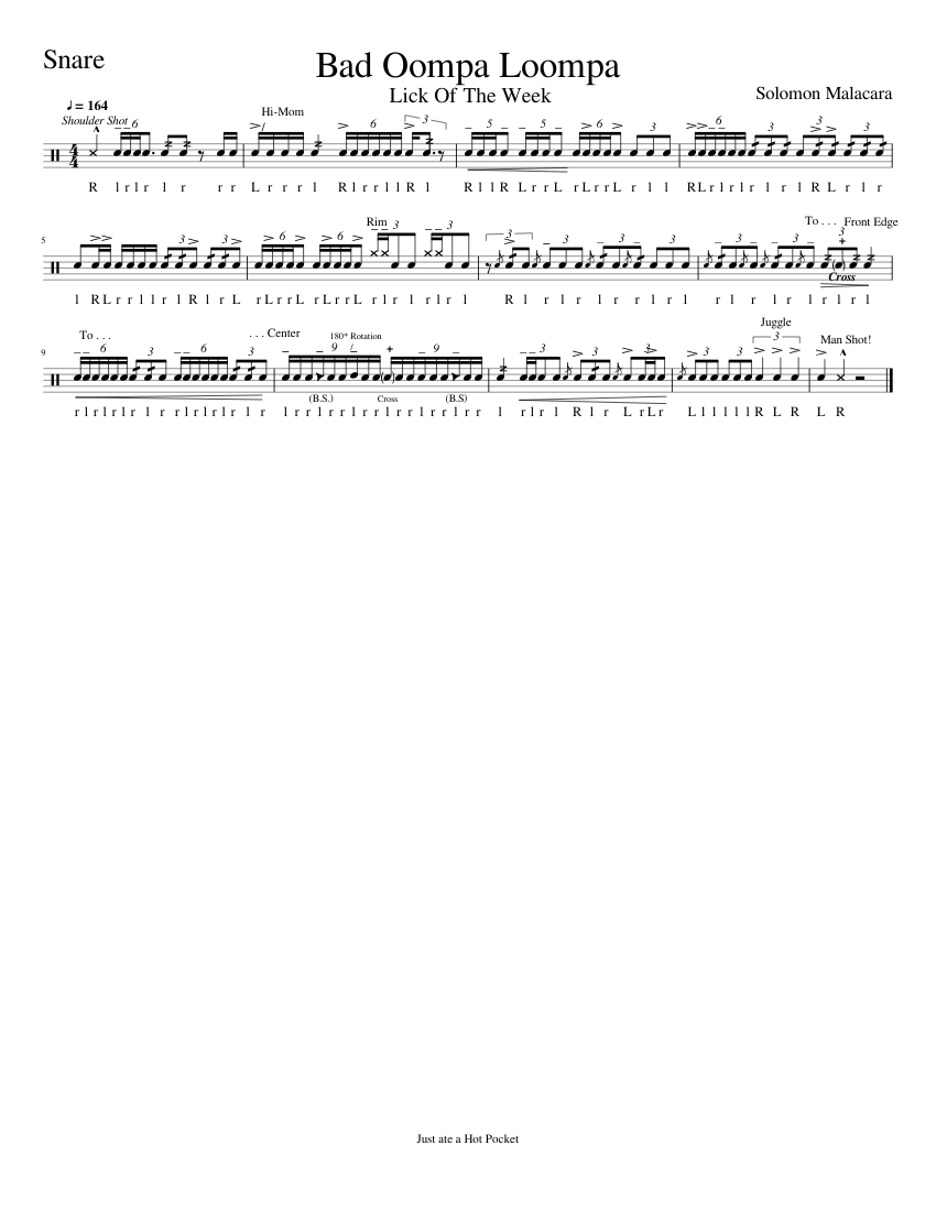 Bad Oompa Loompa Sheet music for Drum group (Solo) | Musescore.com