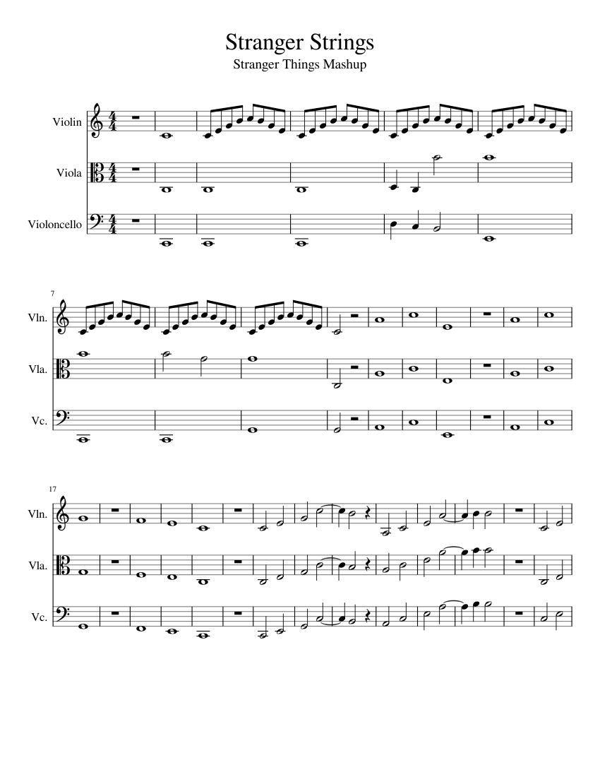 Stranger Strings Sheet music for Violin, Viola, Cello (String Trio ...