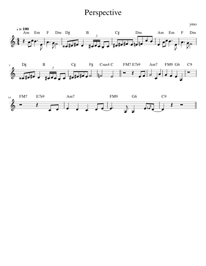 YMO - Perspective Sheet Music with Chords for Piano (Solo) easy ...