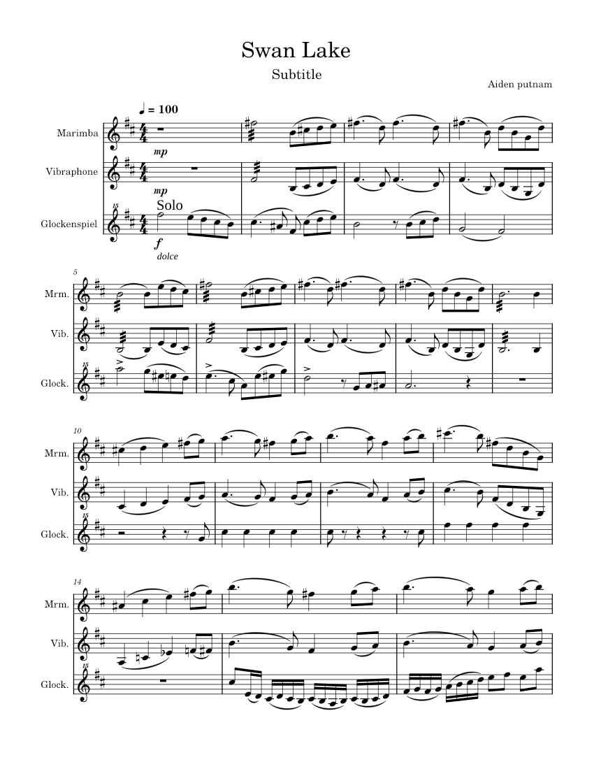 Theme from Swan Lake – Pyotr Ilyich Tchaikovsky Swan Lake Sheet music ...