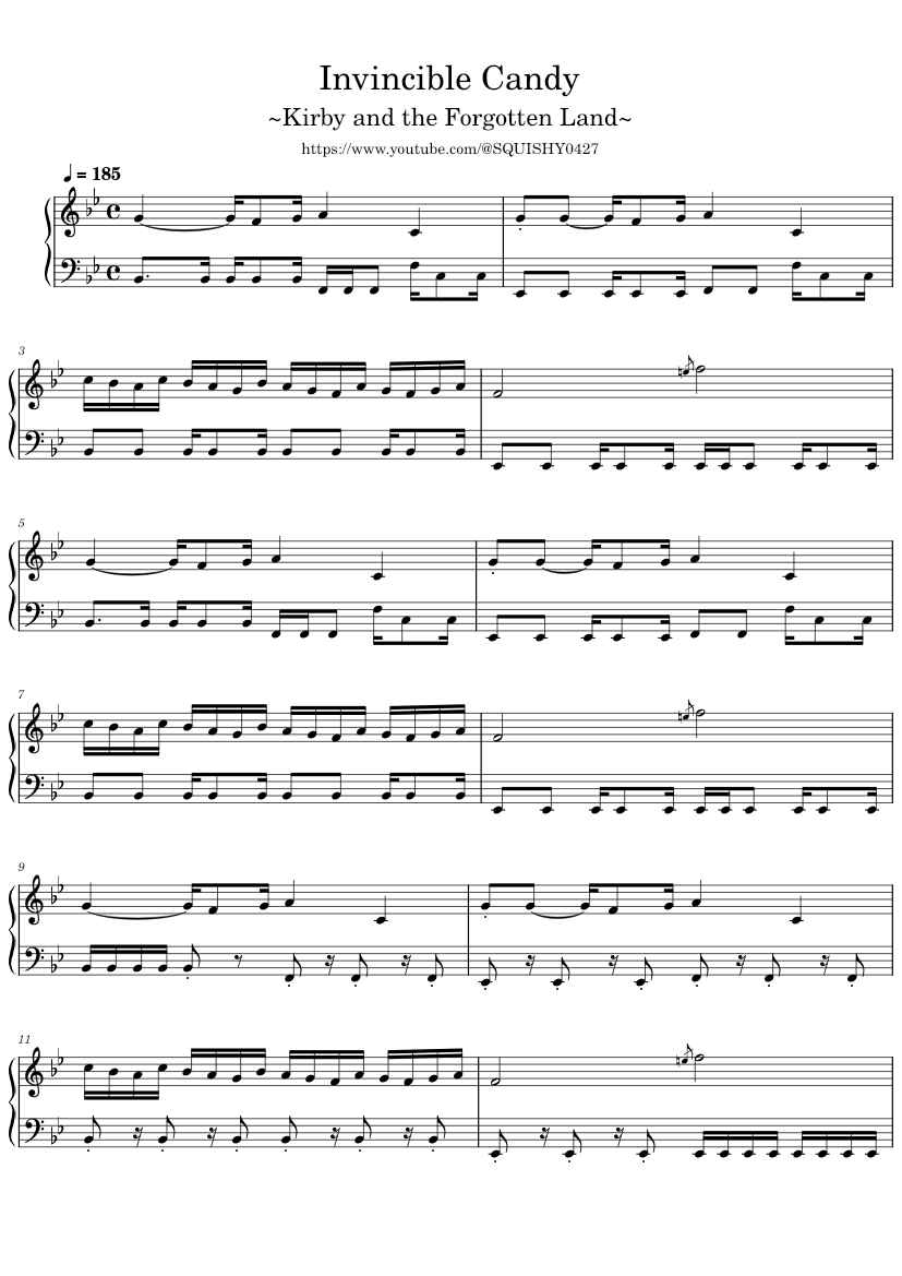 Invincible Candy - Kirby and the Forgotten Land Sheet Music for Piano ...