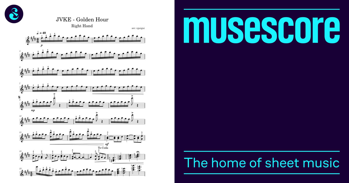 STUDENT PRACTICE VIDEO Golden Hour – JVKE Right Hand Sheet music for ...