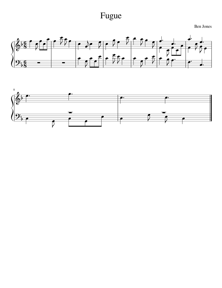 Fugue Sheet music for Piano (Solo) | Musescore.com