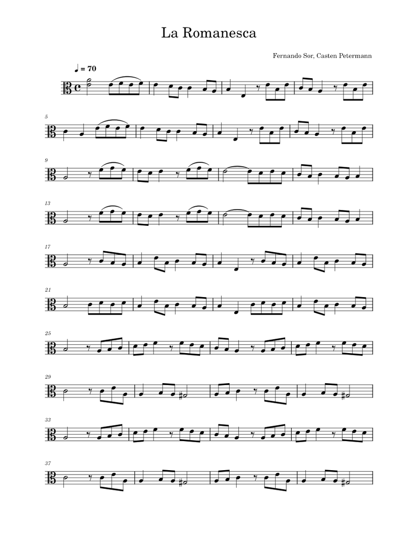 La Romanesca – Fernando Sor - Solo Viola Sheet music for Viola (Solo ...