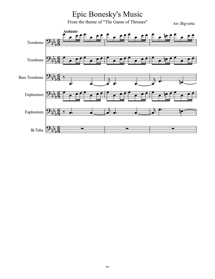Epic Bonesky's Music Sheet music for Trombone, Tuba (Mixed Trio ...