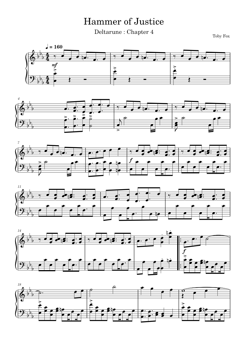 Hammer of Justice - Deltarune Chapter 3+4 - piano tutorial