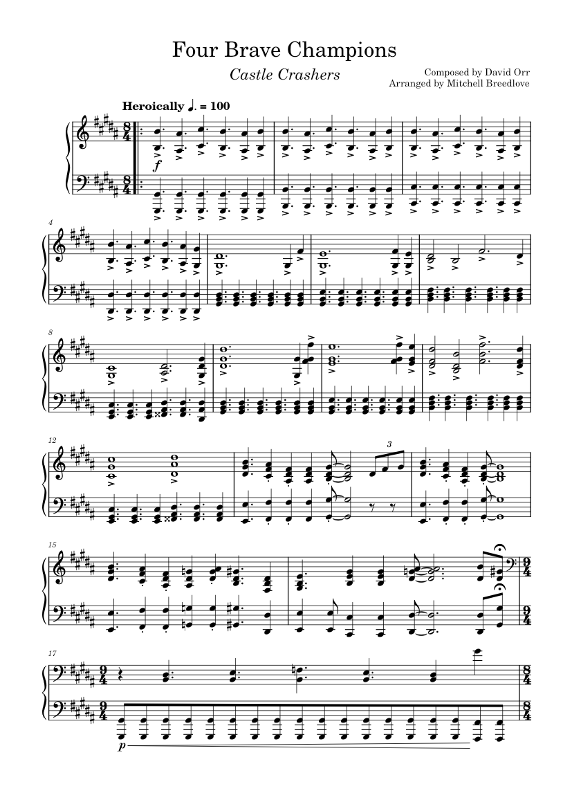 Four Brave Champions – David Orr - Mitchell Breedlove Sheet Music for ...