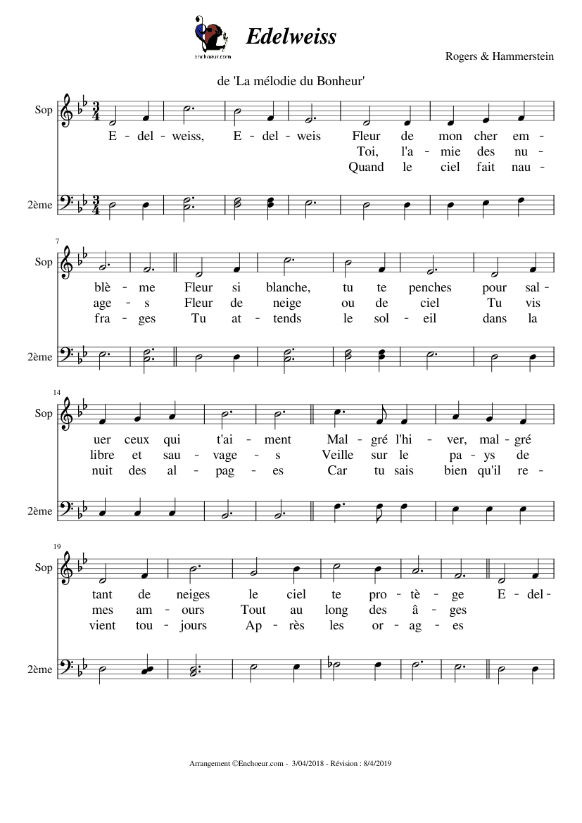 Edelweiss Sheet music for Piano (A Capella) | Musescore.com