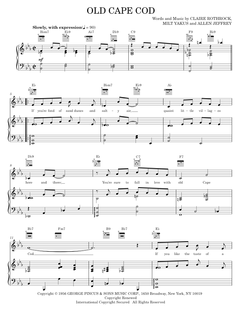 old cape cod Sheet music for Piano, Vocals by Patti Page Official ...