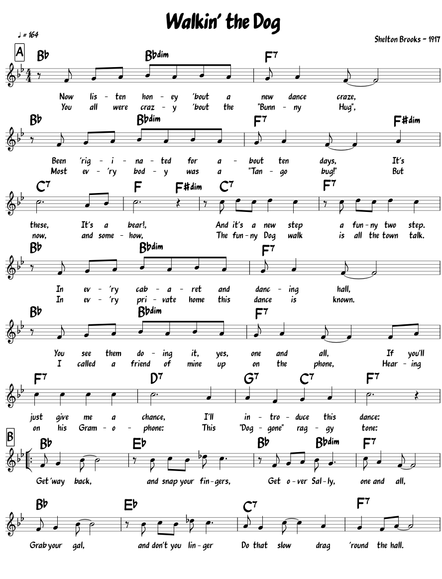 Walkin' the Dog Sheet music for Piano (Solo) | Musescore.com